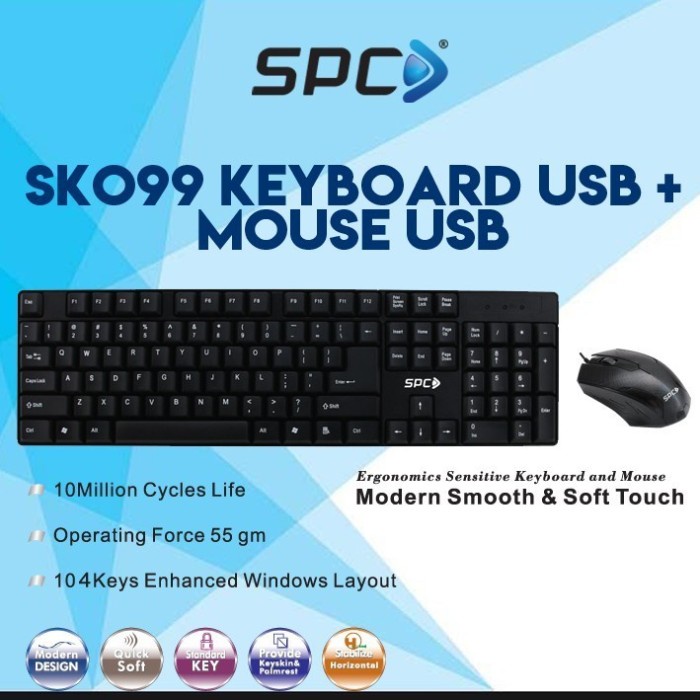 Jual SPC KEYBOARD & MOUSE USB SKO - 99 ORIGINAL | Shopee Indonesia
