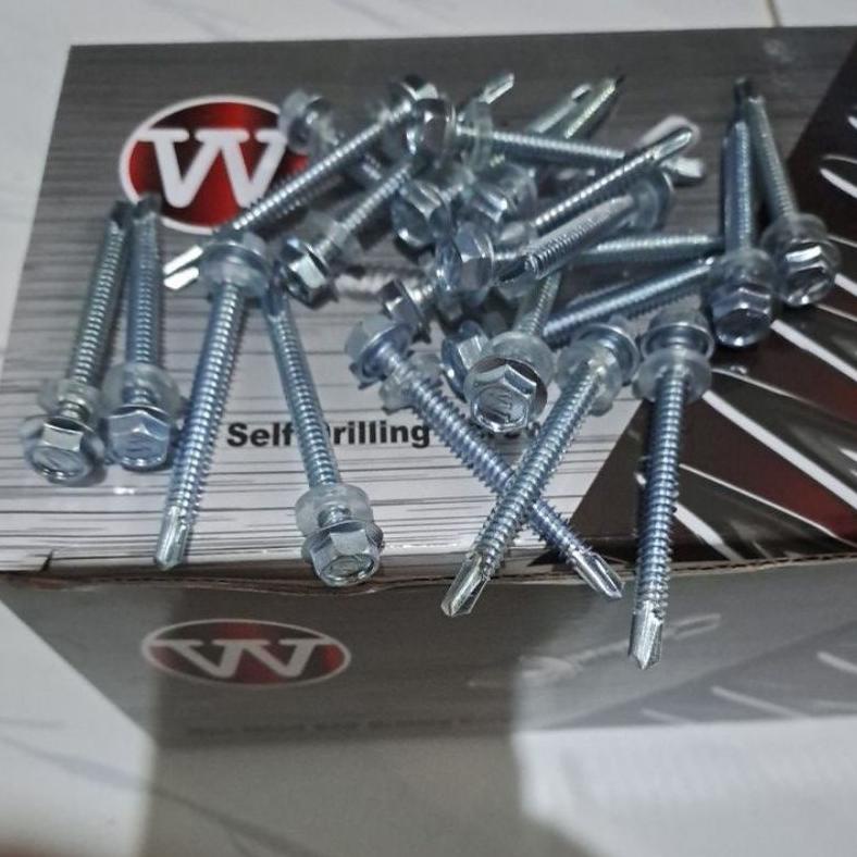 Jual Terbaru! 100 pcs baut drilling 12x50 panjang 5cm merk W, baut ...