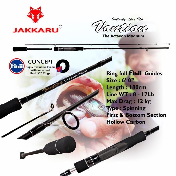 Jual [New Ori] Joran Pancing Spinning Jakkaru Vontion 602 8 - 17 Lb 180 ...