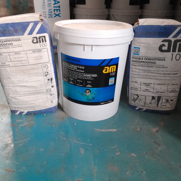 Jual waterproofing kolam AM 100 Pelapis Anti Bocor Fleksibel 50 KG ...