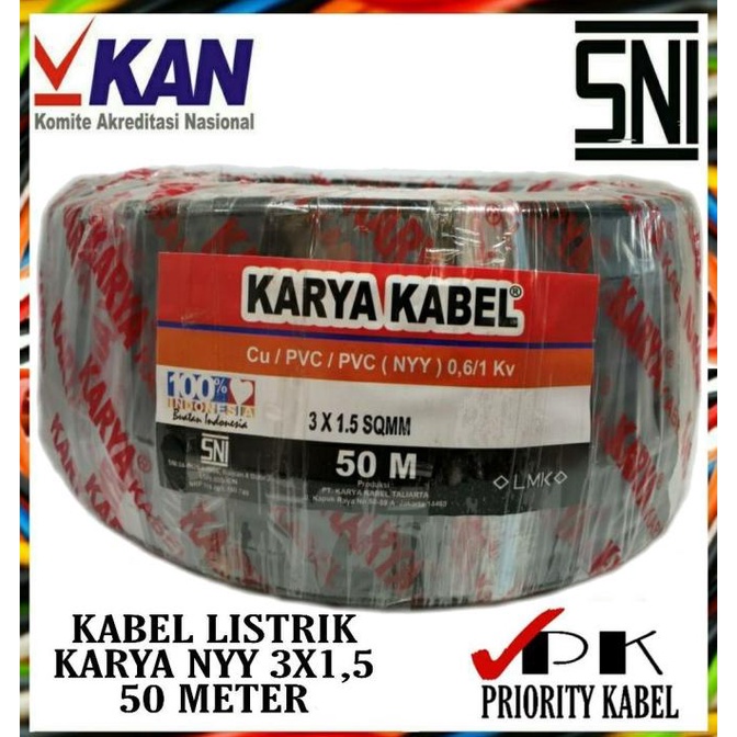 Jual Kabel Listrik Kawat KARYA NYY 3x1,5 3x1.5 50 meter (50m) | Shopee Indonesia