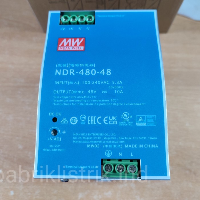 Jual Power supply NDR 480 48 DIN rail rel 48V DC 10A Meanwell original ...