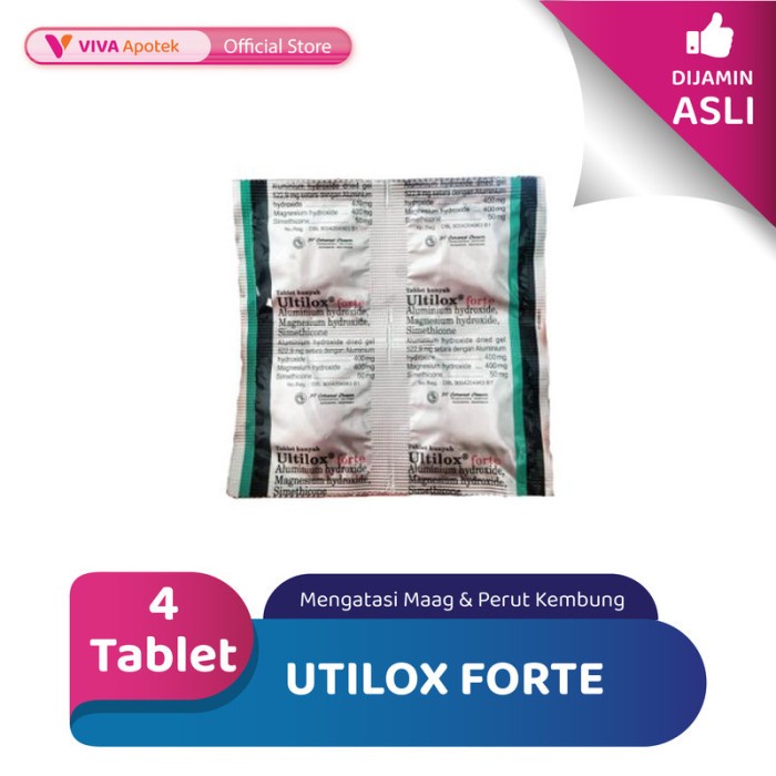 Jual Utilox Forte Mengatasi Maag & Perut Kembung (4 Tablet) | Shopee ...