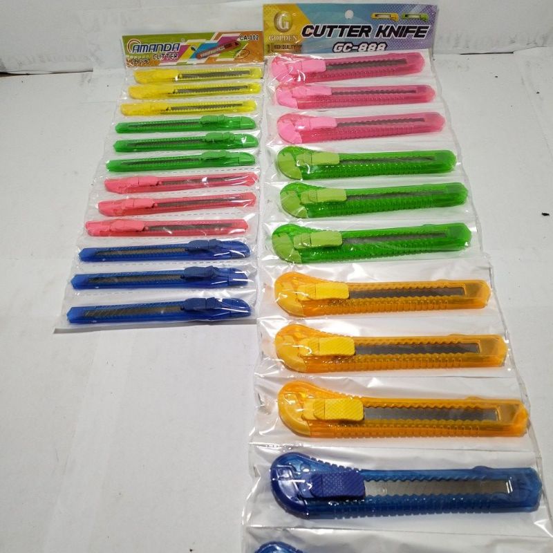 Jual kater cutter pisau murah bening sangat tajam 1 renteng 12 pcs ...