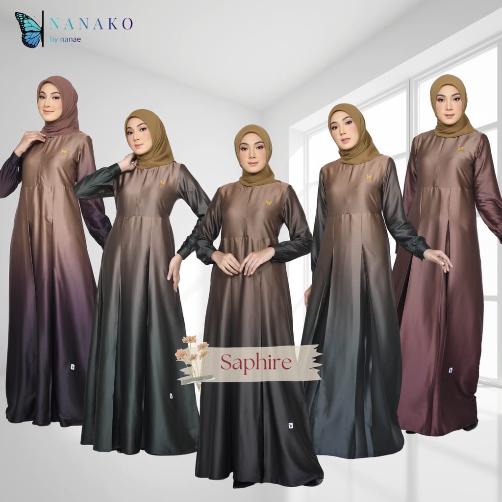 Jual Gamis Shapire Gradasi Premium Dress Muslim Fashion Muslim Dress Pesta Dan Kondangan Bahan
