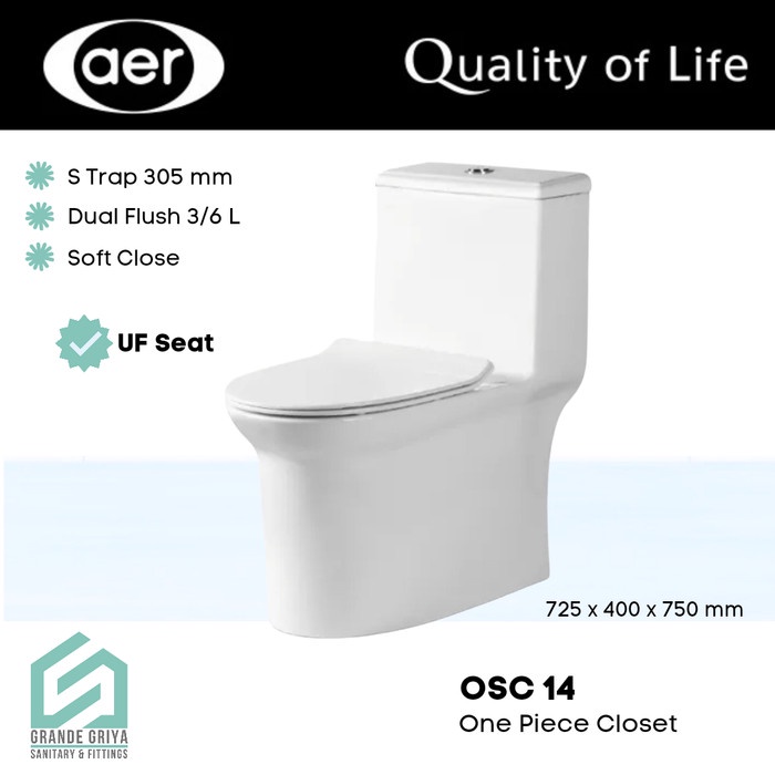 Jual Ready Aer One Piece Closet Toilet Duduk Uf Seat Osc 14 Kurir Toko ...