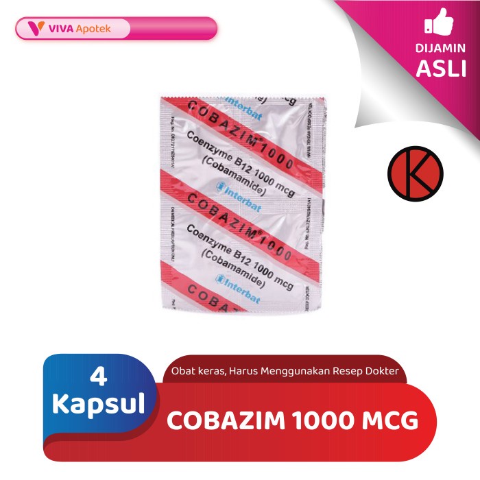 Jual Cobazim 1000 mcg / Coenzyme B12 / Anemia (4 Kapsul) | Shopee Indonesia