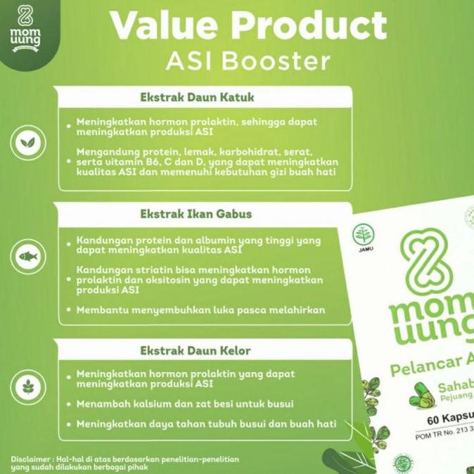 Jual ren ASI Booster Daun Kelor MOM UUNG / MomUung (60 Kapsul) | Shopee ...