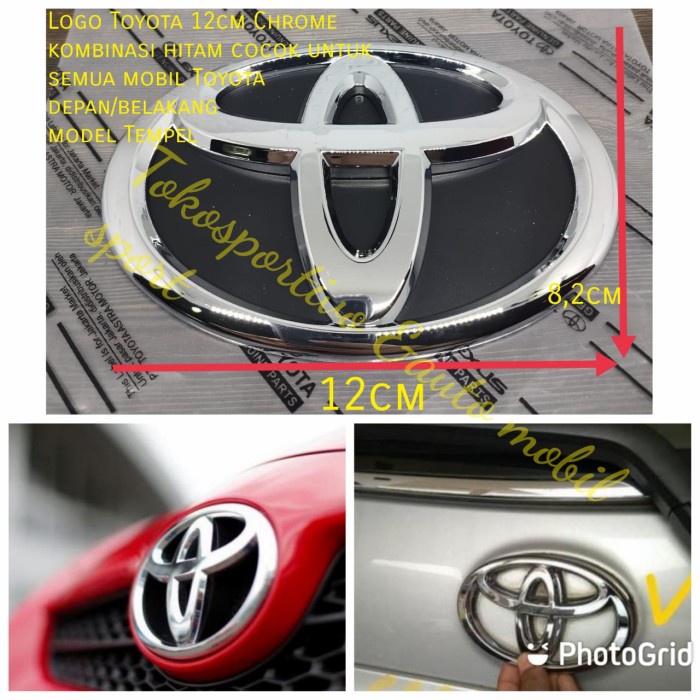 Jual Logo Emblem Lambang Toyota 12cm Chrome+hitam model tempel mobil ...