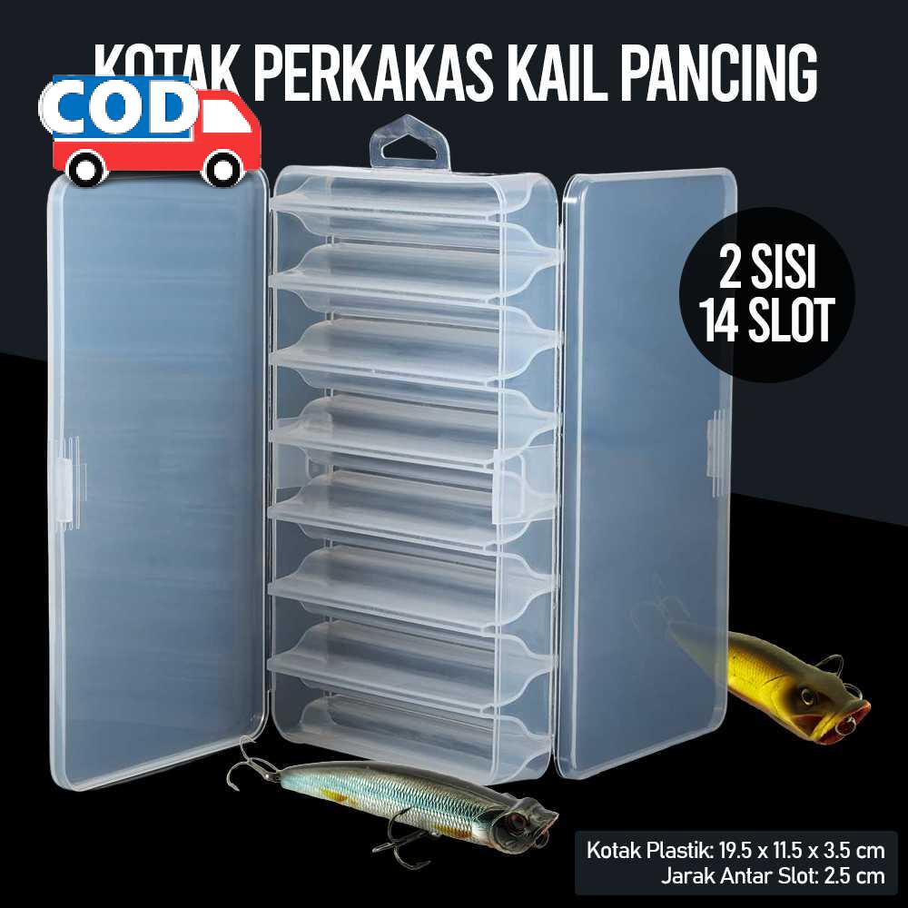 Jual Kotak Kail Pancing 14 Slot 2 Sisi Plus Pengunci Tempat Penyimpanan Umpan Ikan Perkakas ...