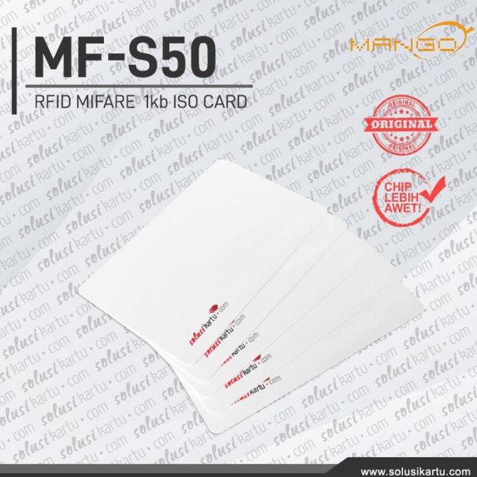 Jual Kartu Mango Mifare Card S50 1KB RFID Absensi Access Door 13.56MHz ...