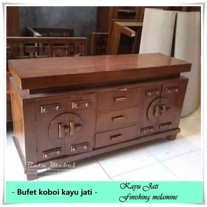 Jual UJ 398 Bufet Tv minimalis jati laci 3 / bufet kayu jati / bufet ...