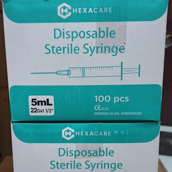 Jual Erin Mi- Spuit Syringe 5cc HEXACARE Jarum Suntikan 5 ml Kemenkes ...