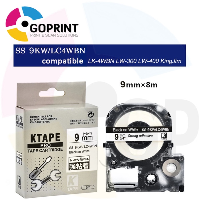 Jual LABEL TAPE 9MM COMPATIBLE PRINTER EPSON LK-4WBN LW-300 LW-400 KINGJIM | Shopee Indonesia