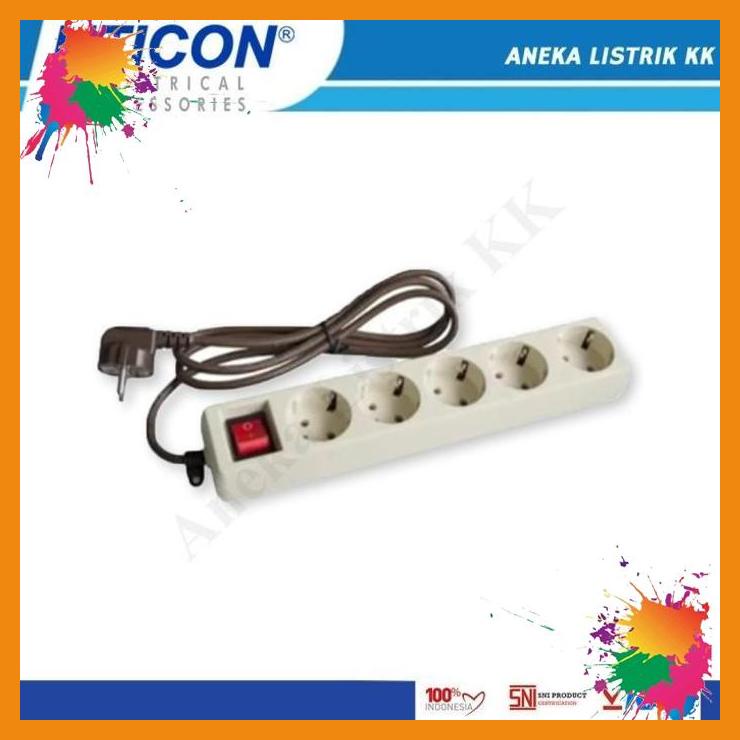 Jual terminal colokan listrik 5 lubang kabel 1,5 meter plus saklar on ...