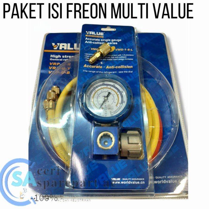 Jual Paket isi freon multi VALUE MANIFOLD SELANG R22 3PCS DAN ADAPTOR ...