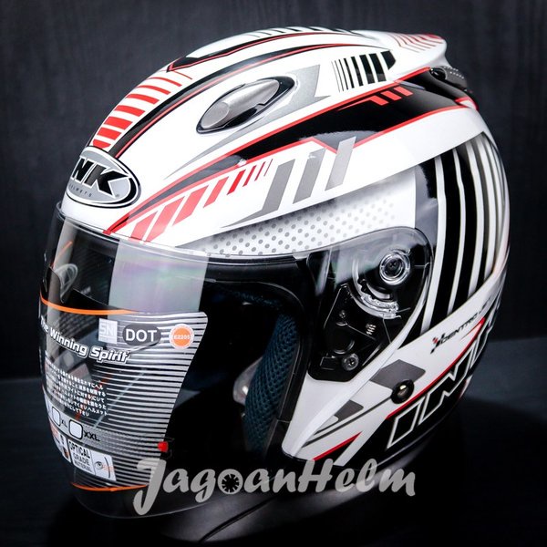 Jual Ink Helm Centro Jet #5 White Black Red Fluo Single Visor | Shopee ...