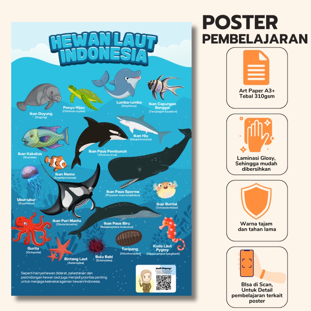 Jual Bu Guru Ria - Poster Hewan Laut Indonesia - Yang Dapat Di Scan ...