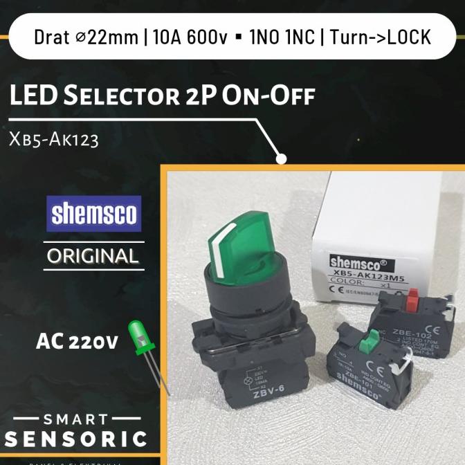 Jual COD!! Selector Switch XB5-AK123 22mm 2 Posisi LED 220v Shemsco Schneider | Shopee Indonesia