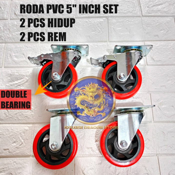 Jual 1 SET Roda 5" inch / Roda 5" inch 2 Hidup + 2 Rem | Shopee Indonesia
