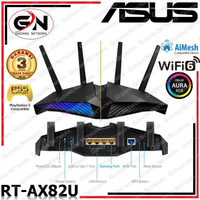 Jual ASUS RT-AX82U WiFi 6 AX5400 WiFi6 With AiMesh AX 5400 Wireless ...