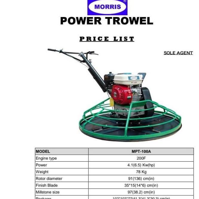 Jual Mesin Trowel Perata Semen Beton Morris Mpt-100A / Mesin Perata ...