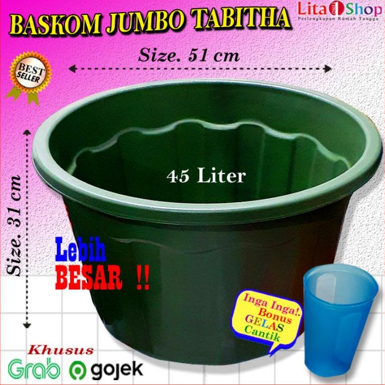 Jual New Baskom Plastik Jumbo Ember Cuci Baju 45 Liter Bak Besar ...