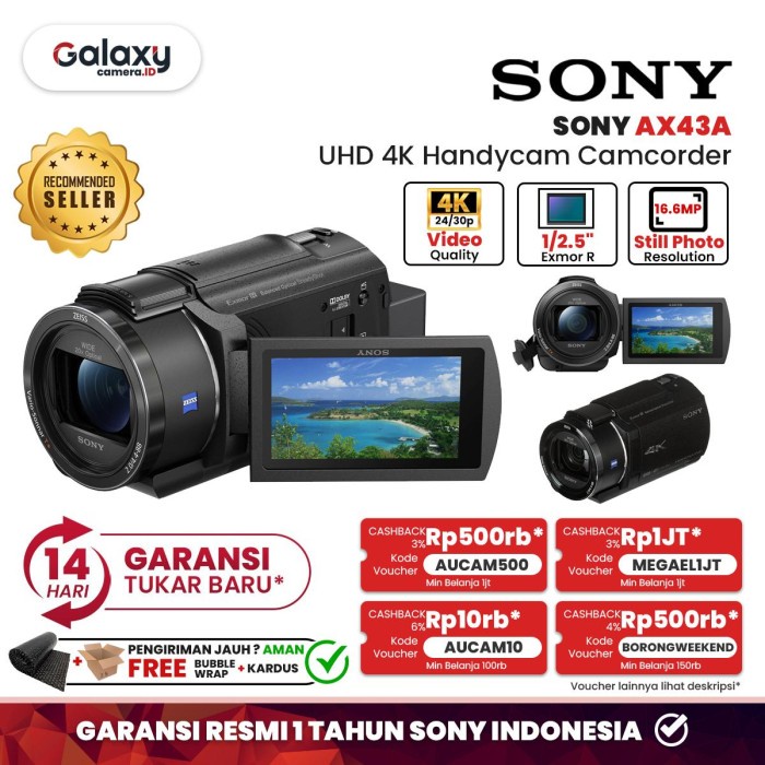 Jual SONY AX43 SONY FDR-AX43 UHD 4K HANDYCAM CAMCORDER SONY AX 43 RESMI ...