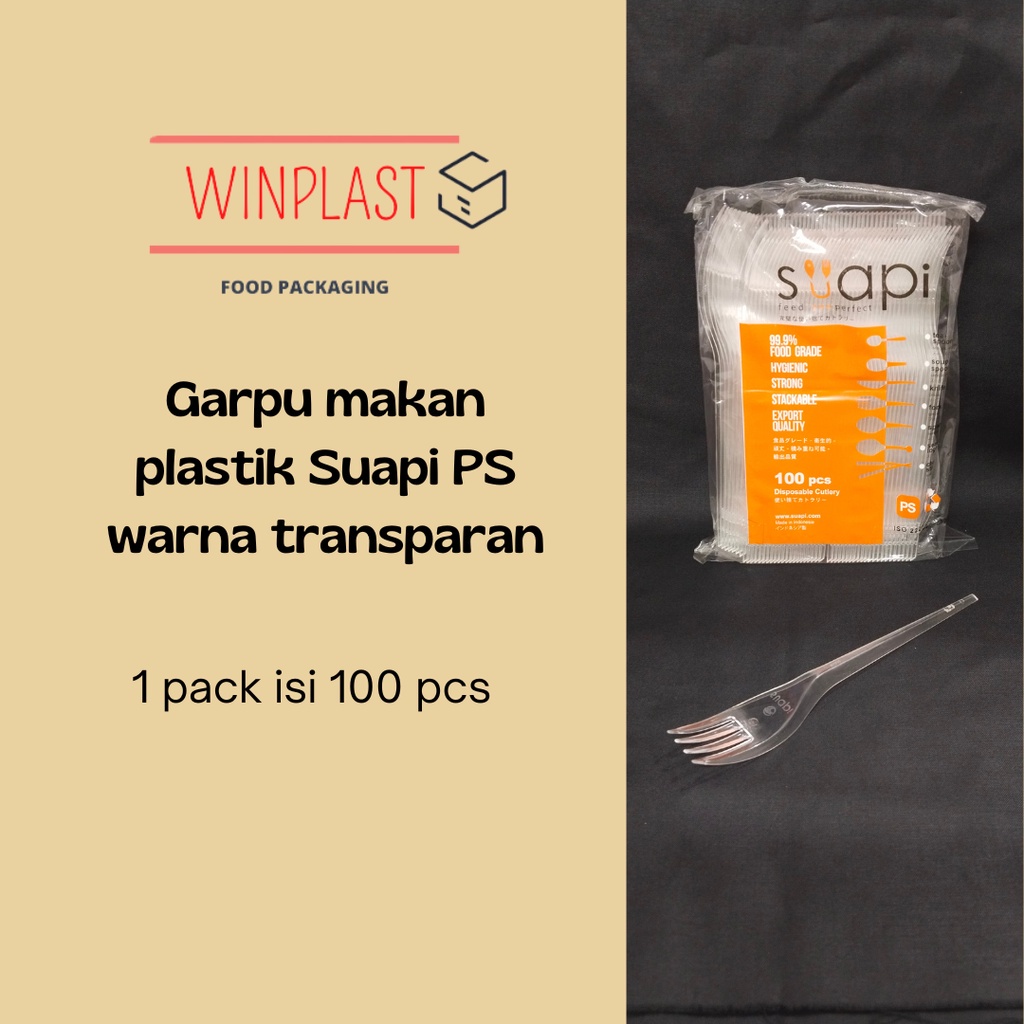 Jual Garpu makan plastik Suapi PS warna transparan 1 pack isi 100 pcs ...