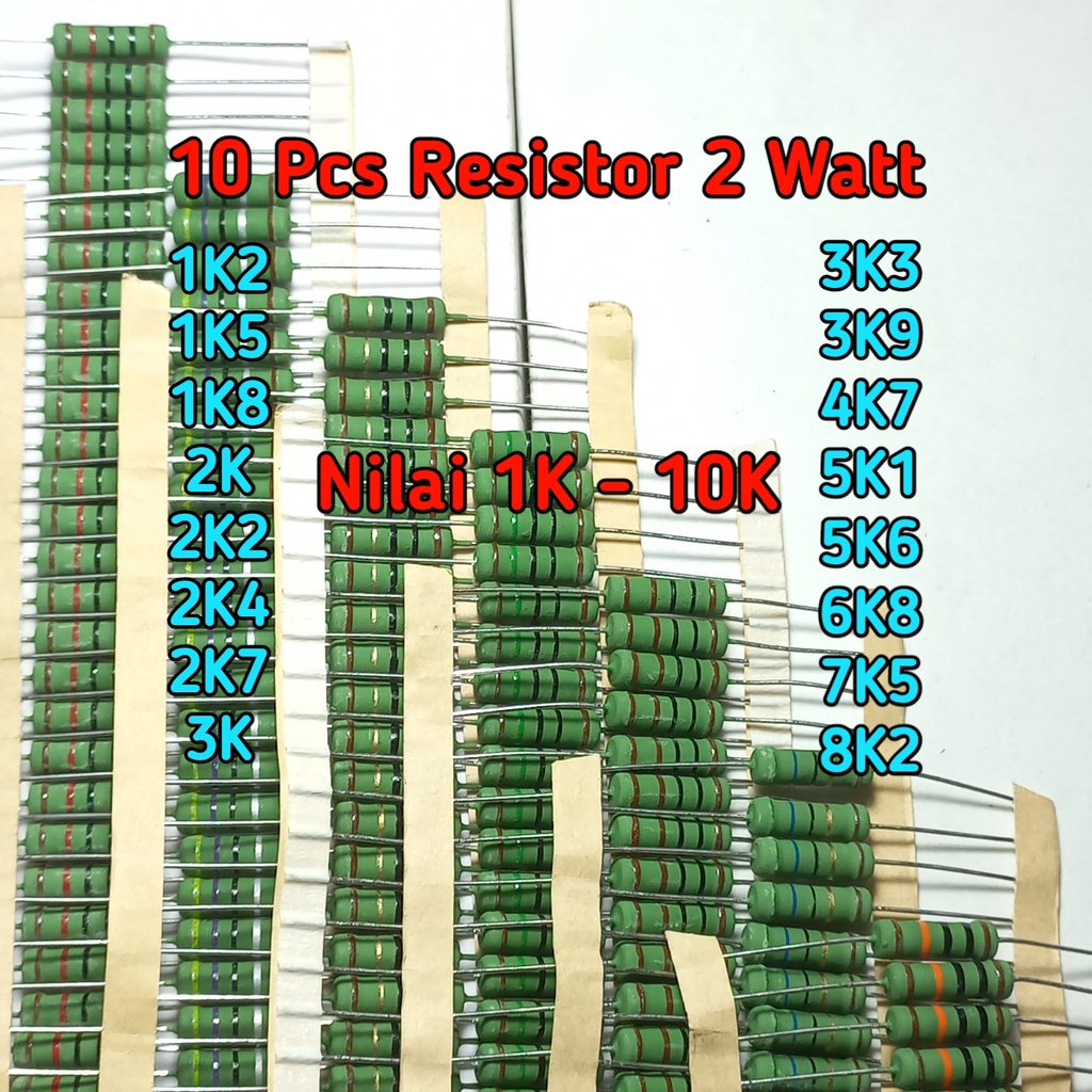 Jual Resistor Original ori Japan 2 Watt 1K 1K2 1K5 1K8 2K 2K2 2K4 2K7 3K 3K3 3K9 4K7 5K1 5K6 6K8 ...