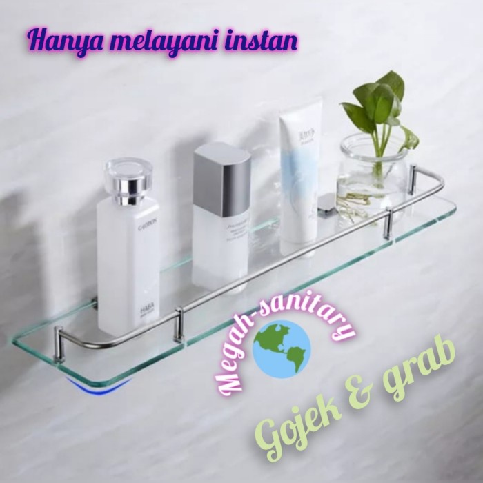 Jual Rak Kaca Kamar Mandi /Rak Kaca Persegi Ukuran 40 Cm 50 Cm Dan 60 ...
