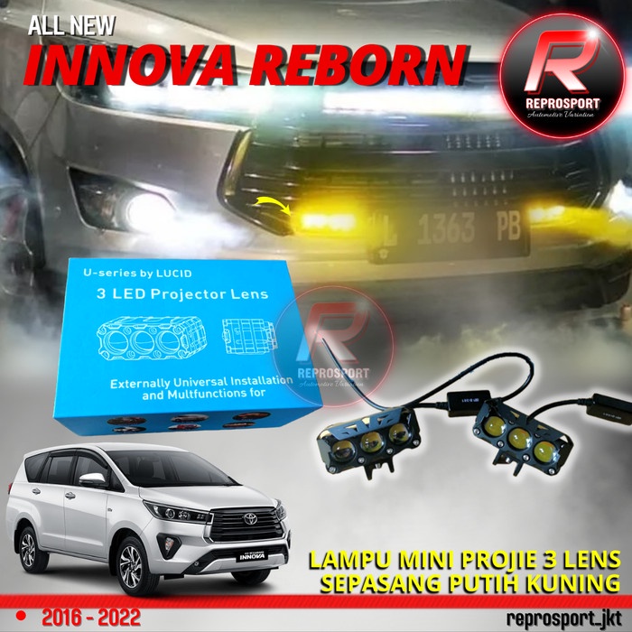 Jual INNOVA REBORN 2016 - 2022 LAMPU MINI PROJIE 3 LENS PUTIH KUNING ...