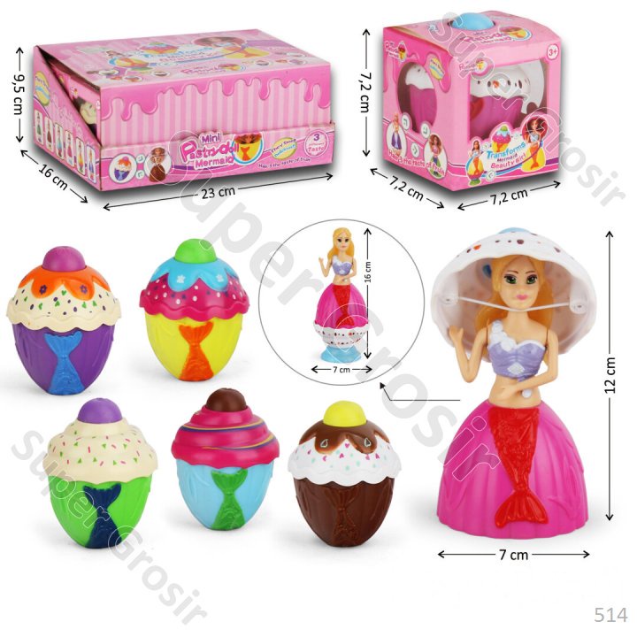 Jual Mainan Anak Boneka Cup Cake Transform Mermaid Mini Pastry Doll ...