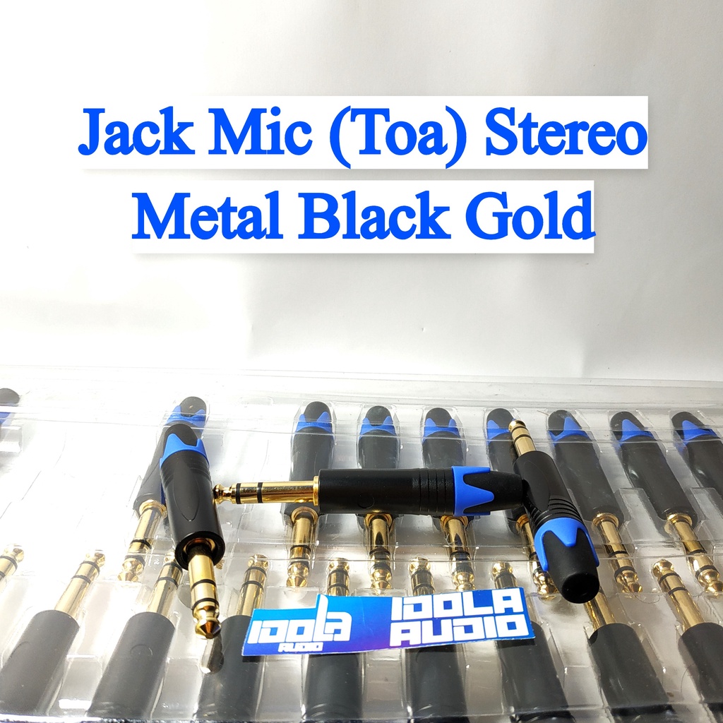 Jual Jack Mic (Toa) Stereo Metal Black Gold | Jack Akai 6.5 mm Stereo ...