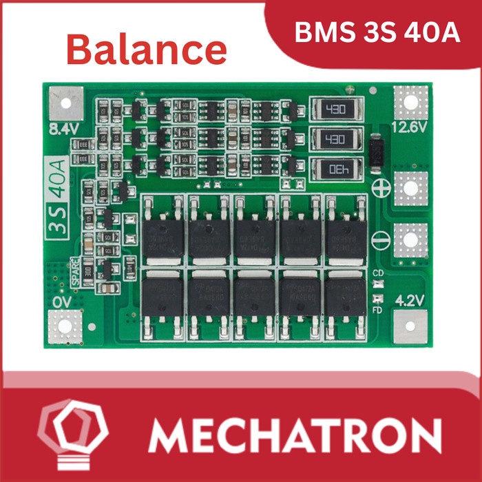 Jual Bms 3S 40A 12.6V 18650 Protection Board Charger Li-Ion Lithium ...