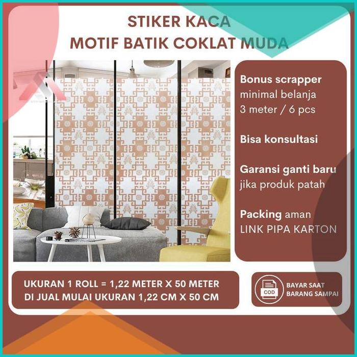 Jual Sticker Stiker Kaca Film Motif Batik Coklat M Jendela Cermin ...