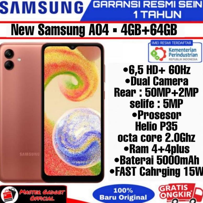 Jual hp samsung A04 ram 4gb rom 64gb garansi resmi 1 tahun | Shopee ...