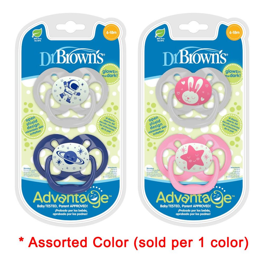 Jual Dr. Brown's Advantage Pacifier Glow in The Dark 2 Pcs Stage 2 ...