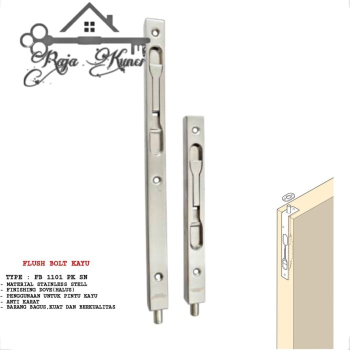 Jual Ori Flush Bolt Pintu Kayu Dolomite/Grendel Tanam Pintu Kayu ...