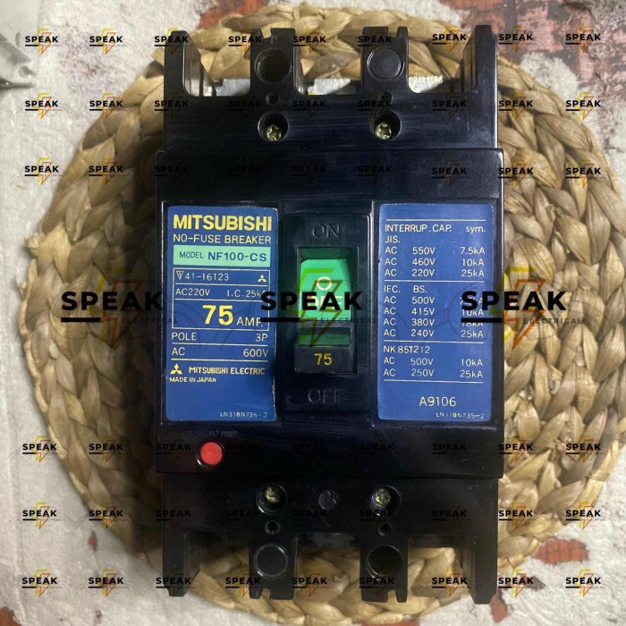 Jual Ori Mccb Mitsubishi Nf100-Cs 75 Ampere 3 Phase 25Ka Original Limited | Shopee Indonesia
