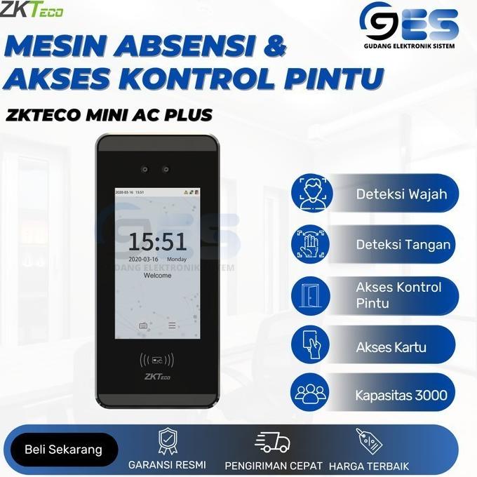 Jual Mesin Absensi Wajah Dan Akses Kontrol Pintu Zkteco Mini Ac Plus ...