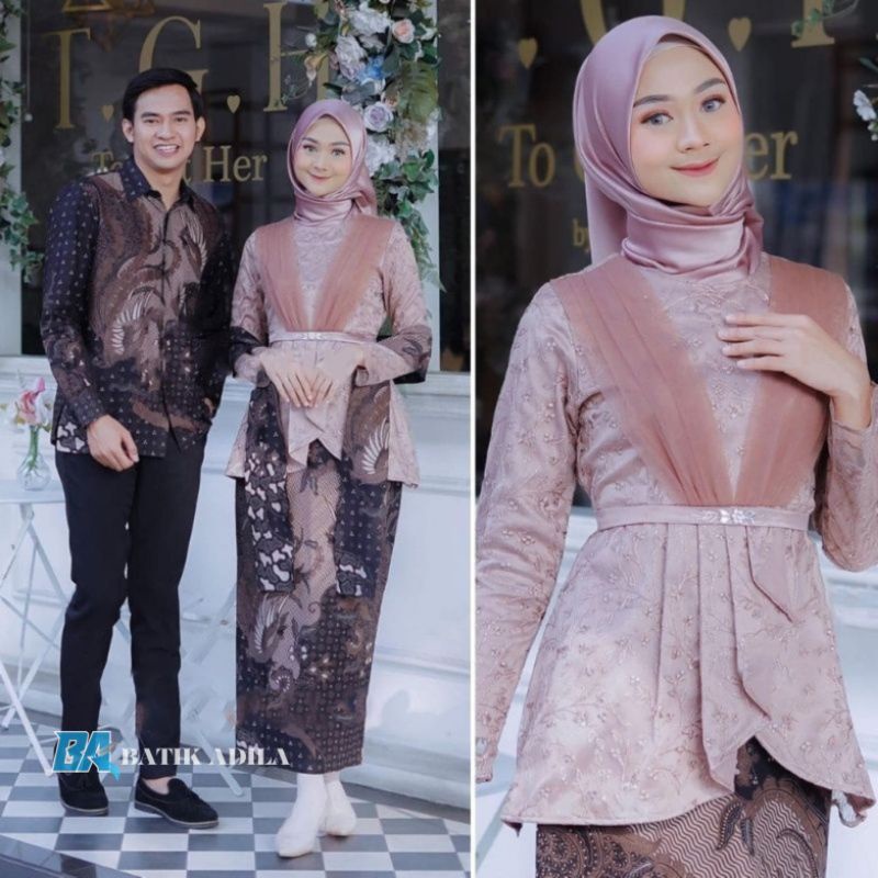 Jual Couple Kebaya Modern Baju Wisuda Tunangan Lamaran Terbaru Baju Batik Brokat Couple Avena ...