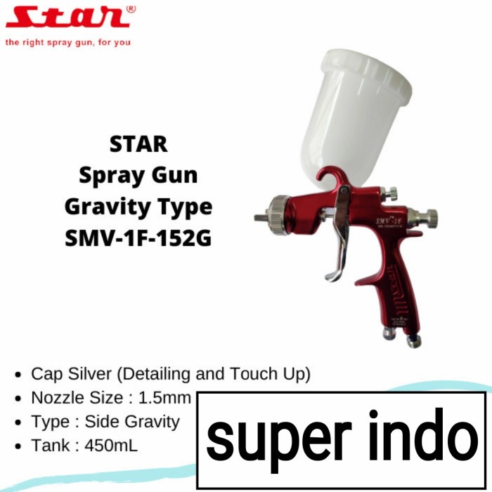Jual [Original] Star Spray Gun Gravity Type Smv-1F-152G Nozzle 1.5Mm ...