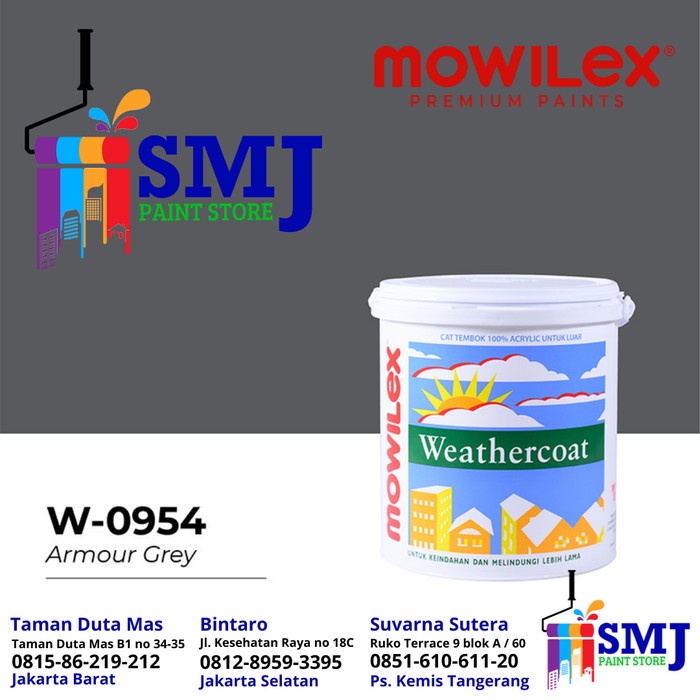 Jual Cat Tembok Eksterior Mowilex Weathercoat W 0954 Armour Grey 20l