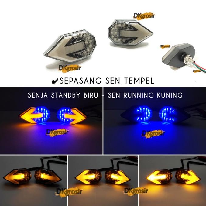 Jual Lampu Sein Tempel 2 warna LED Senja Sen Motor Panah universal Biru | Shopee Indonesia