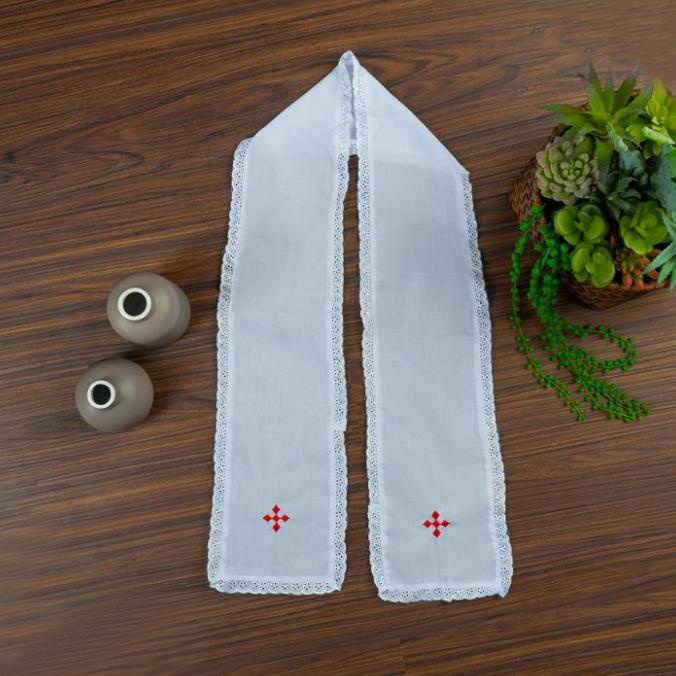 Jual Trend Stola / Samir Baptis Dewasa Bordir Kain Syal Putih Baptis ...