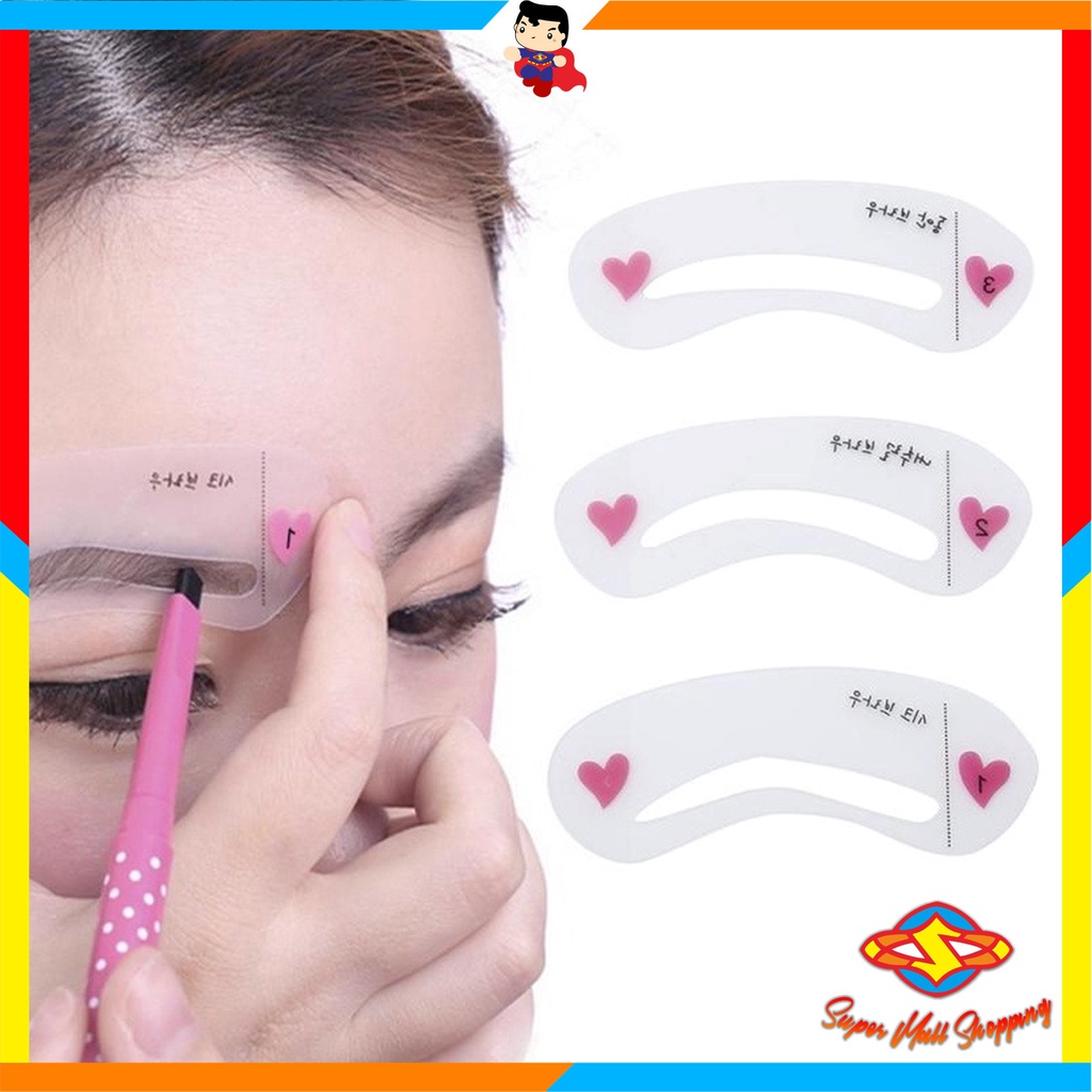 Jual SMS Cetakan Alis 3 IN 1 Mini Eyebrow Template Kit 3in1 Pencetak Alis 3 Bentuk Alis Murah ...