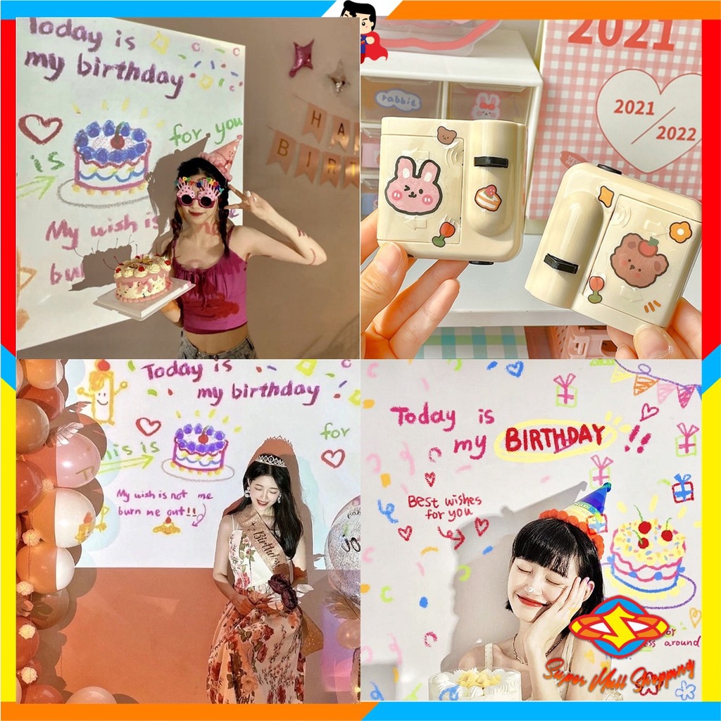 Jual SMS Proyektor Mini Ulang Tahun Portable Backdrop Mini Birthday ...