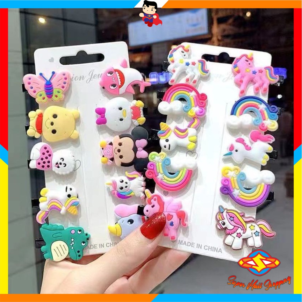 Jual SMS Jepit Rambut Anak Perempuan Korea Fashion Lucu 10 in 1 Jepitan ...