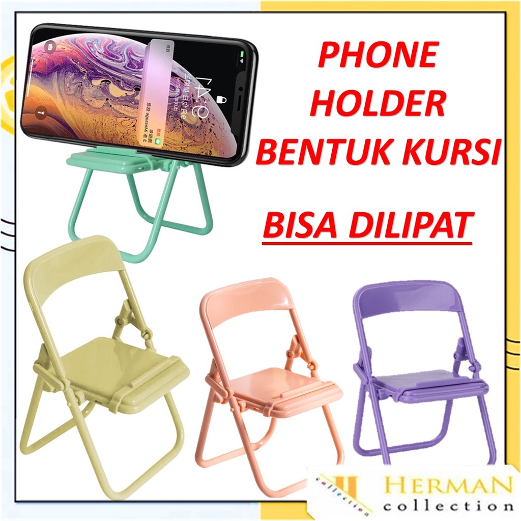 Jual HC Phone Holder Kursi Macaron Folding Chair Stand Holder Phone ...